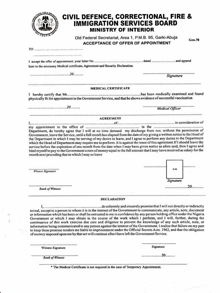 Personal Data & Gen 70-Acceptance Form | PDF