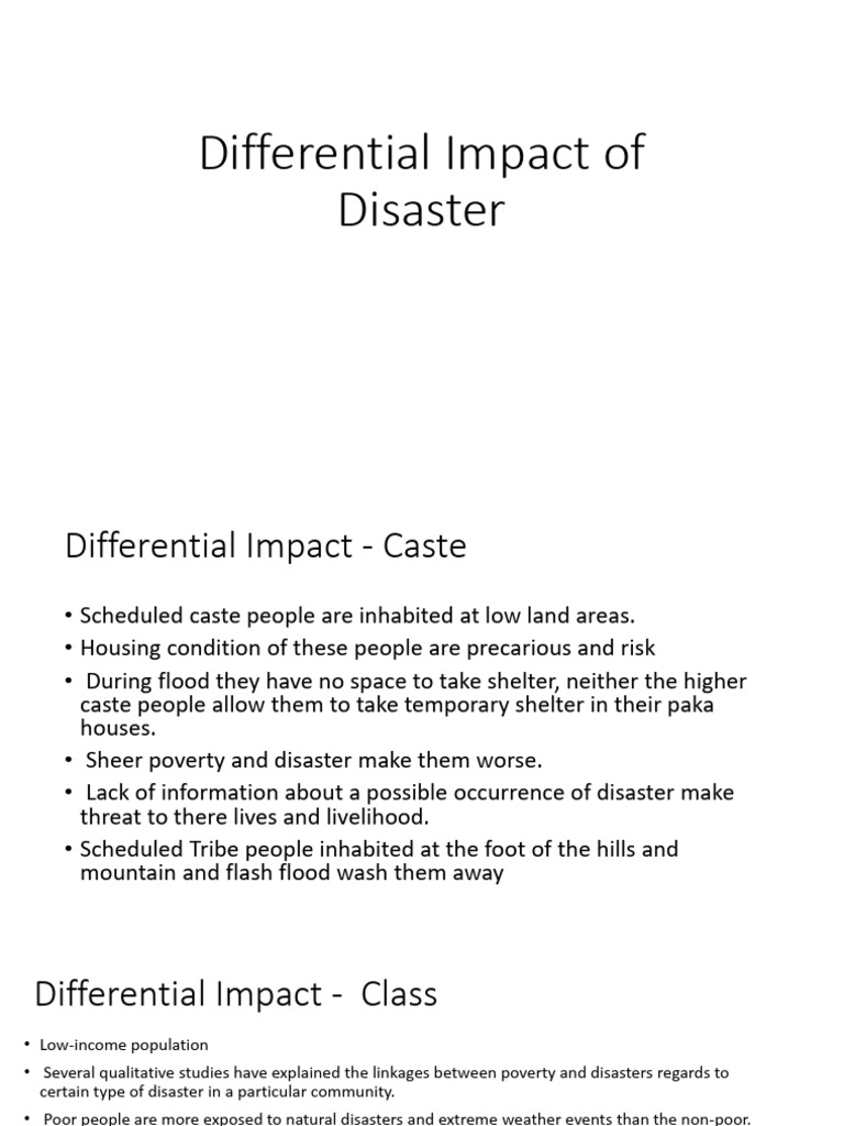 2.differential Impact of Disaster | PDF | Pandemic | Climate Change