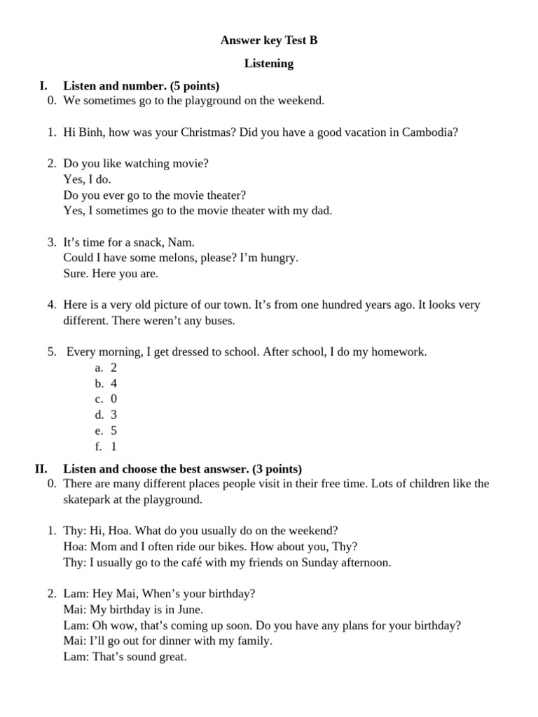 Answer Key - B - G5 - 2024-2025 | PDF