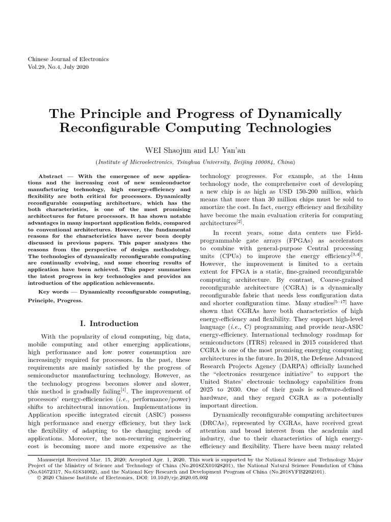 Chinese J of Electronics - 2020 - Wei - The Principle and Progress of Dynamically Reconfigurable ...