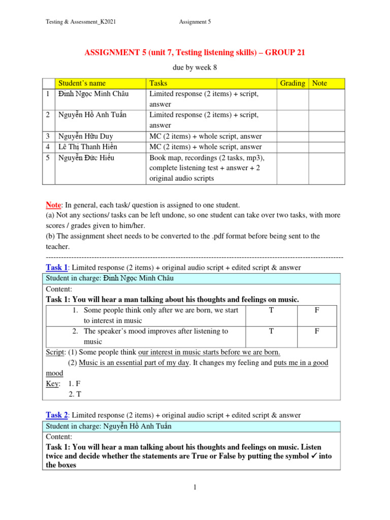 Music Listening Skills Assessment | PDF