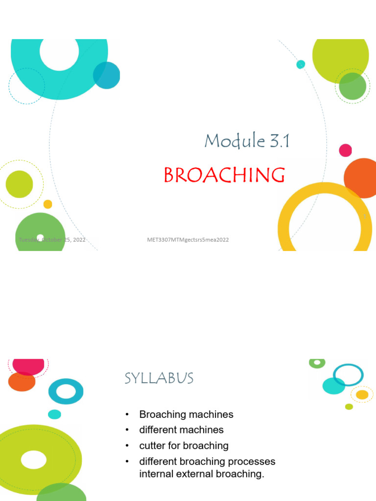 Broaching Techniques and Tools Overview | PDF | Metalworking ...