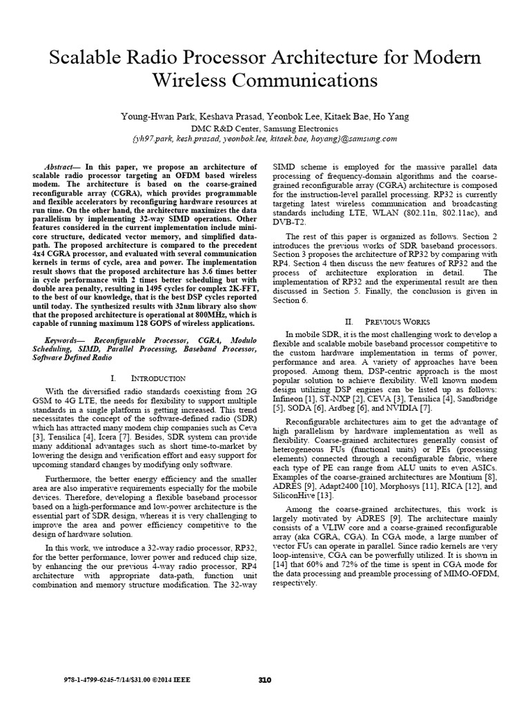 2014 Scalable Radio Processor Architecture For Modern Wireless ...