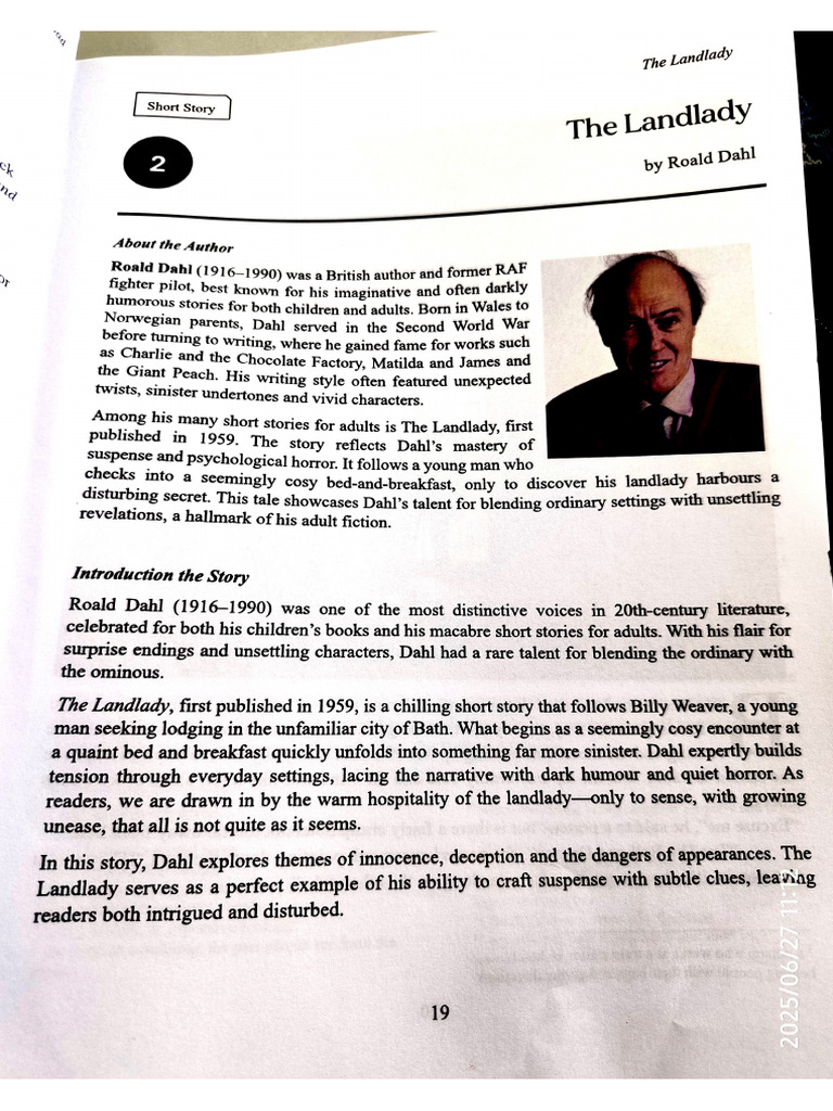 The Landlady by Roald Dahl | PDF