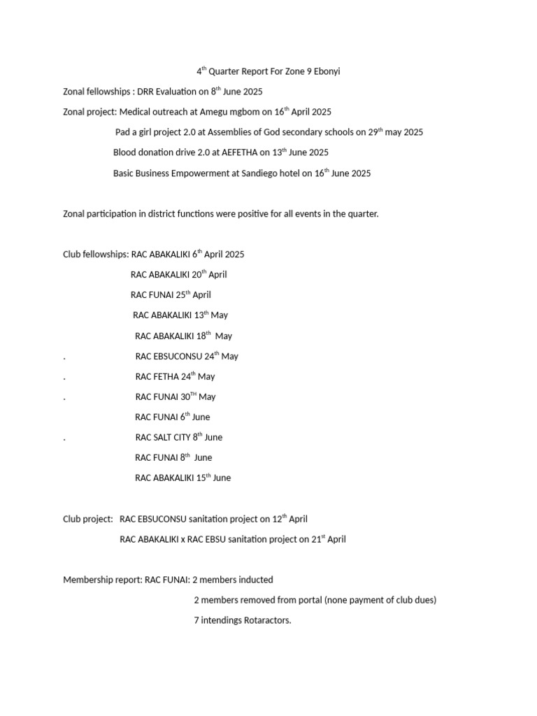4th Quarter Report | PDF