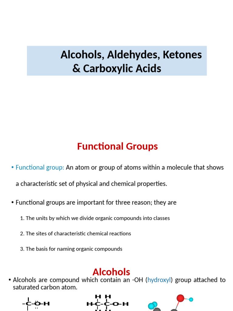 6-Alcohols, Aldehydes, Ketones & Carboxylic Acids | PDF | Aldehyde | Ester