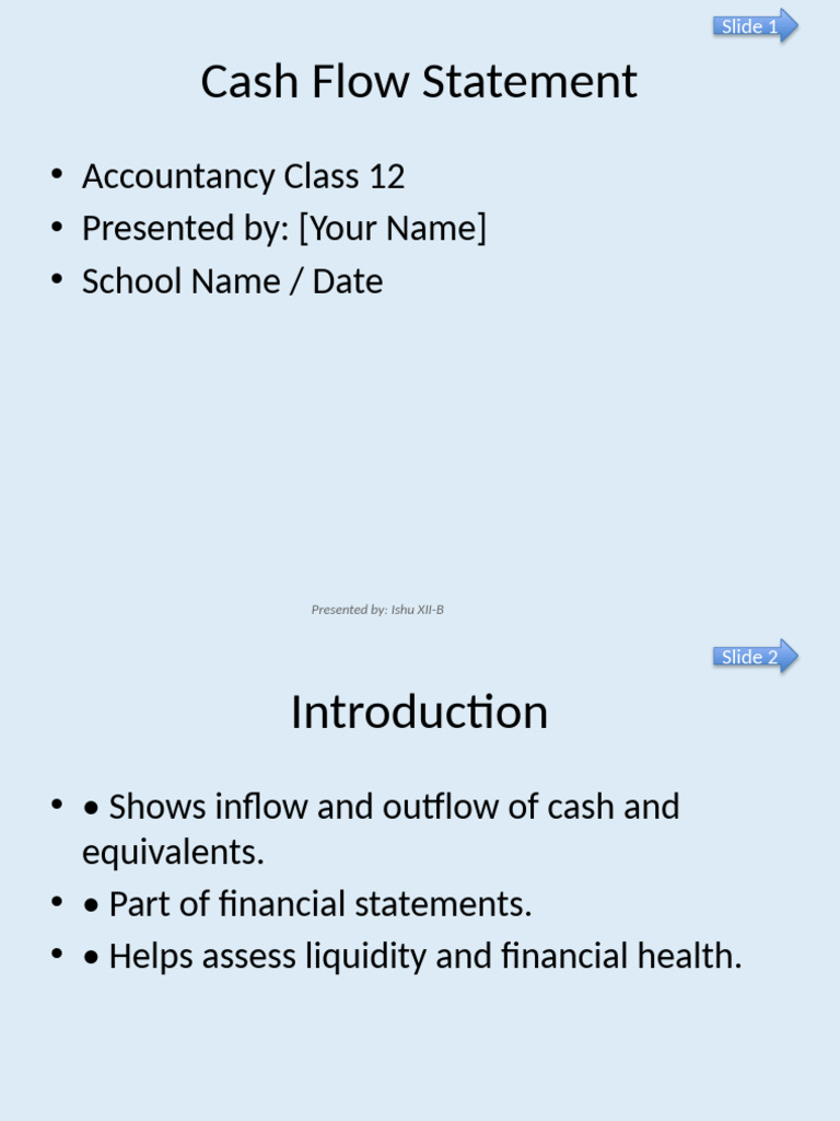 Cash Flow Statement Class12 Final | PDF | Cash Flow Statement | Investing