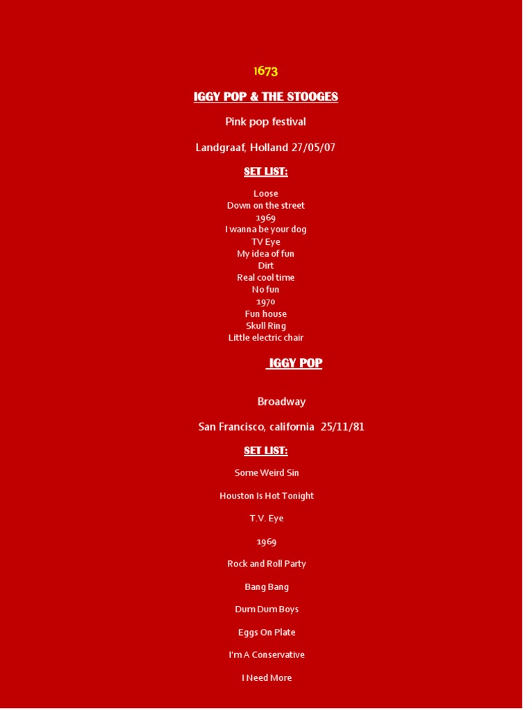 Iggy Pop & The Stooges: Pink Pop Festival Landgraaf, Holland 27/05/07 ...