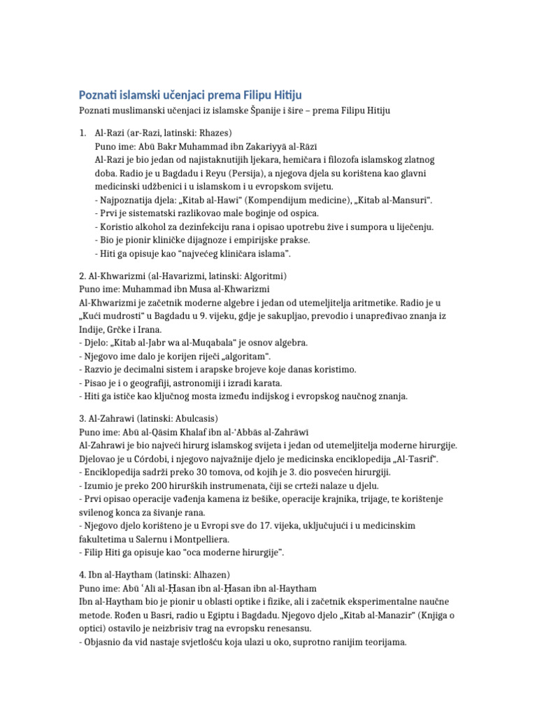 Islamski Ucenjaci Filip Hiti | PDF