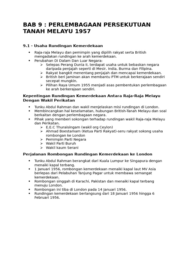 Nota Sejarah f4 Bab 9 | PDF