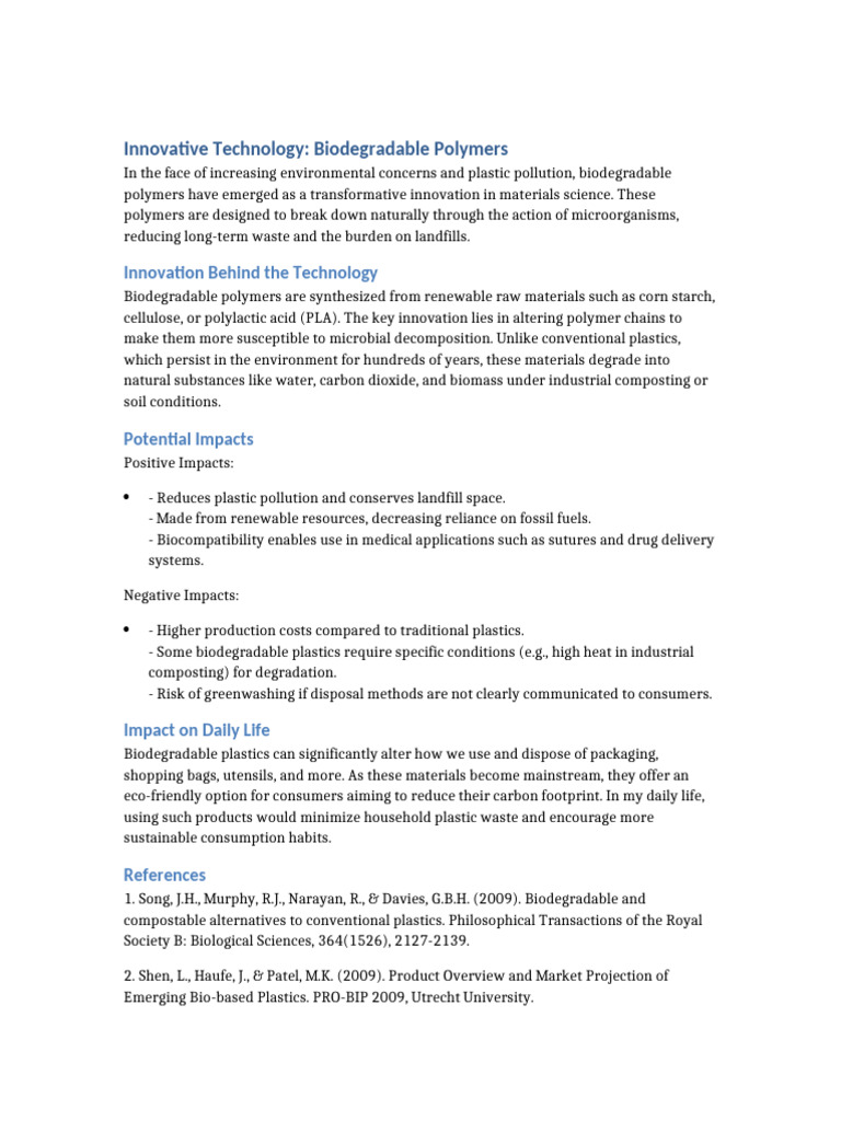 Studypool Biodegradable polymers | PDF