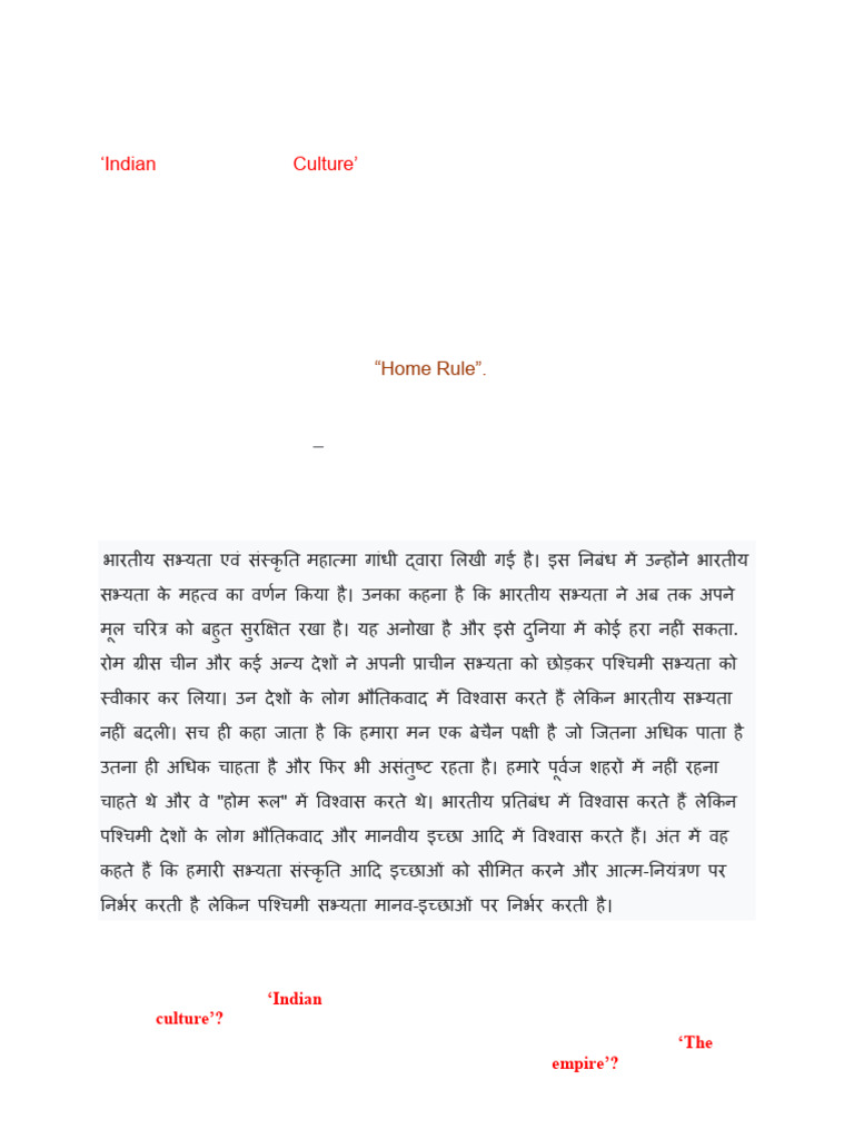 Gandhi on Indian Civilization's Values | PDF | Mahatma Gandhi