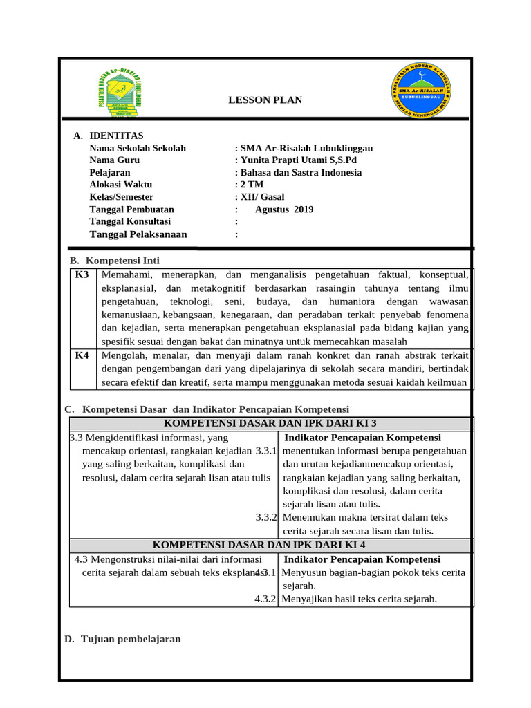 Lesson Plan Sma | PDF