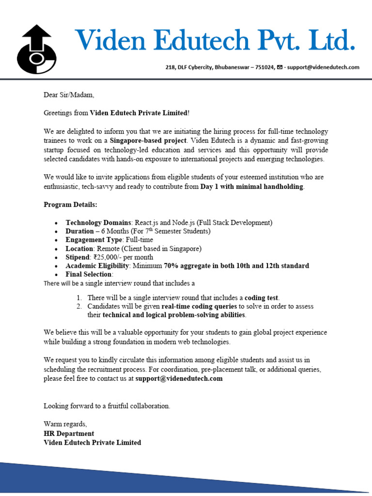 Intimation Letter - Silicon University | PDF