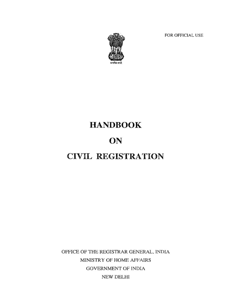 Civil Registration Handbook India | PDF