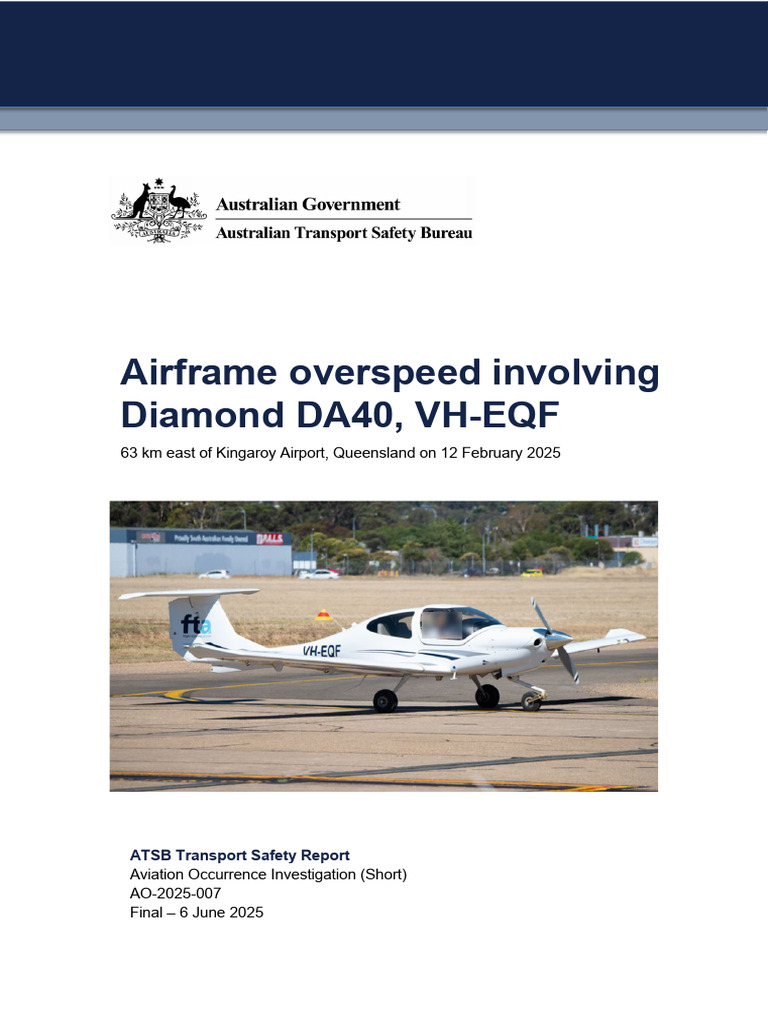Aviation Alert: DA40 Overspeed Incident | PDF | Flight Instructor ...