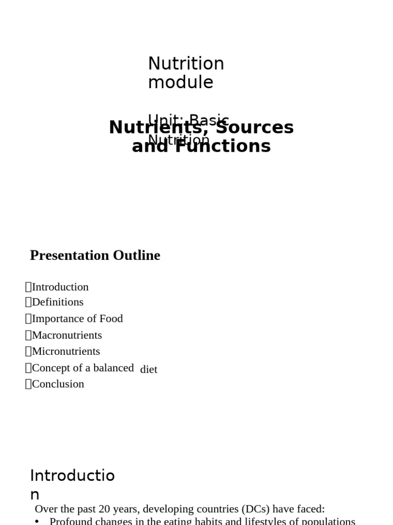 Nutrients, Sources and Functions | PDF | Foods | Nutrition