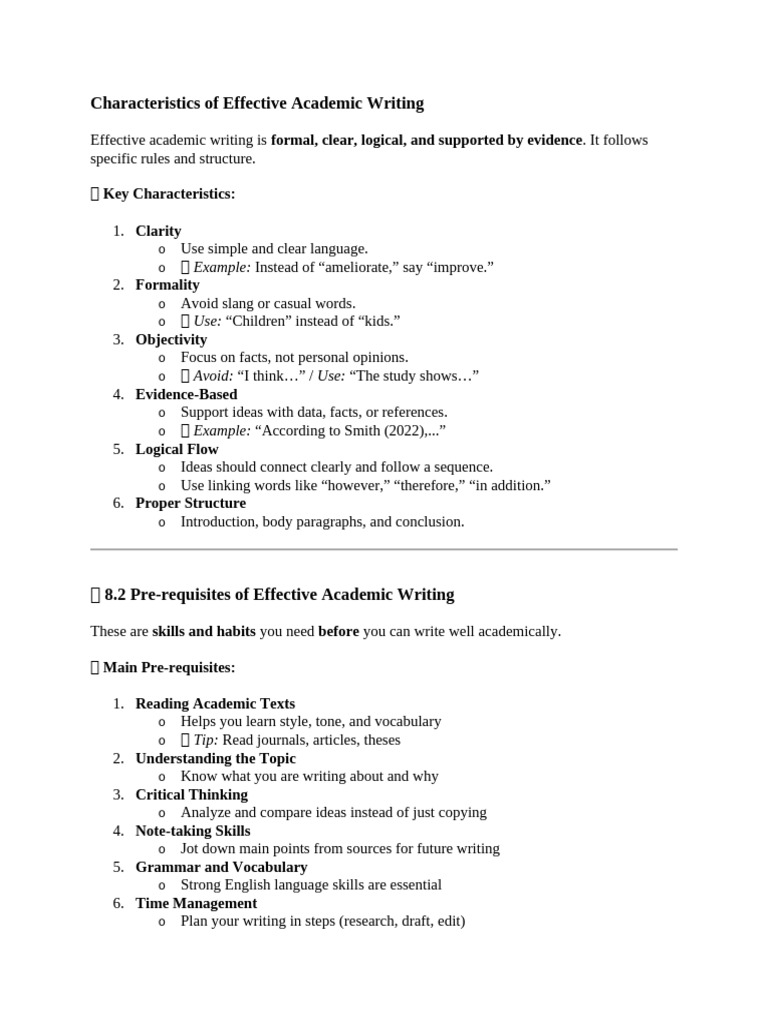 Characteristics of Effective Academic Writing | PDF