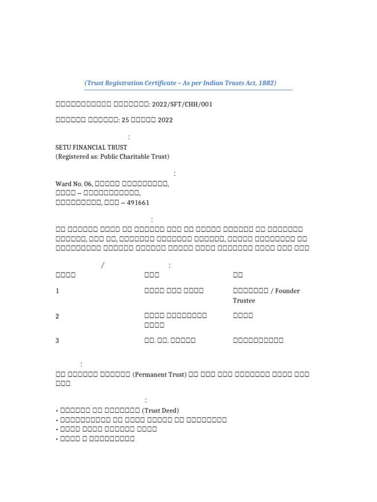 SETU Trust Registration 2022 | PDF