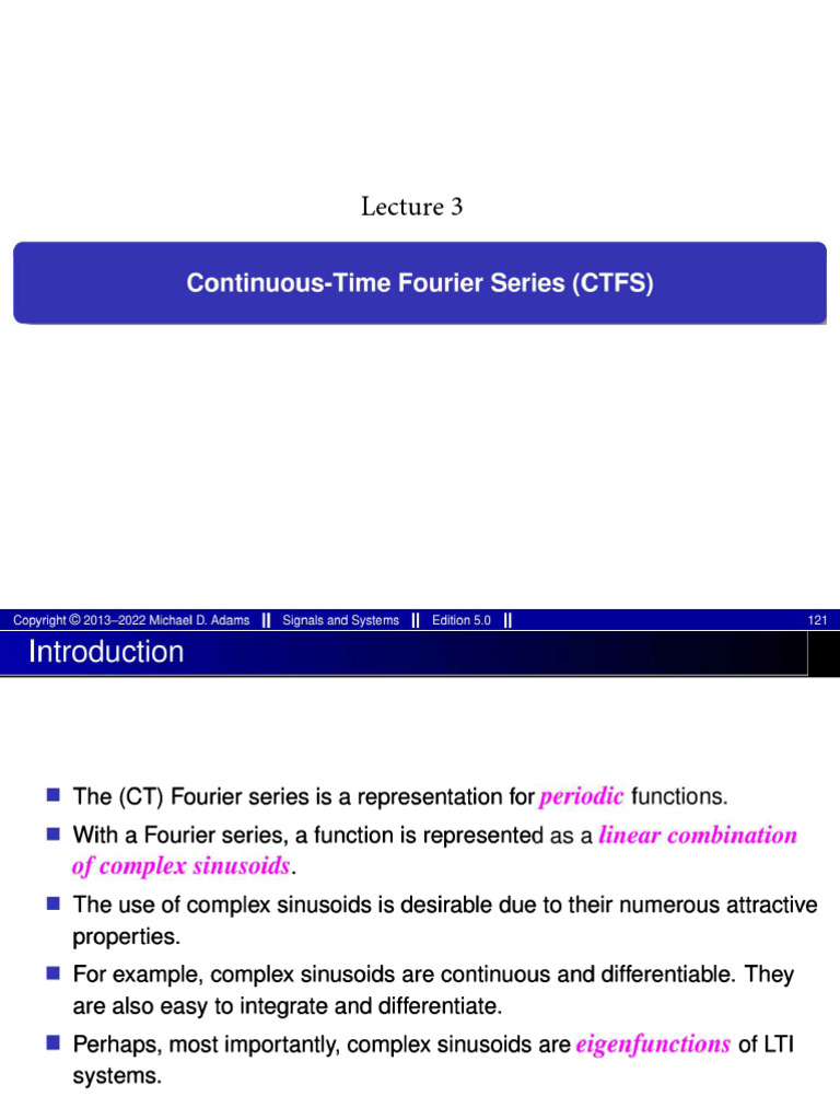 Lec 3 - Continuous-Time Fourier Series | PDF | Fourier Series | Sine Wave
