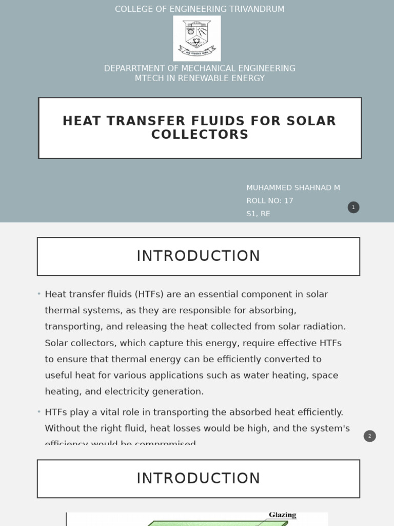 Heat Transfer Fluids For Solar Collectors | PDF | Heat Transfer | Solar ...