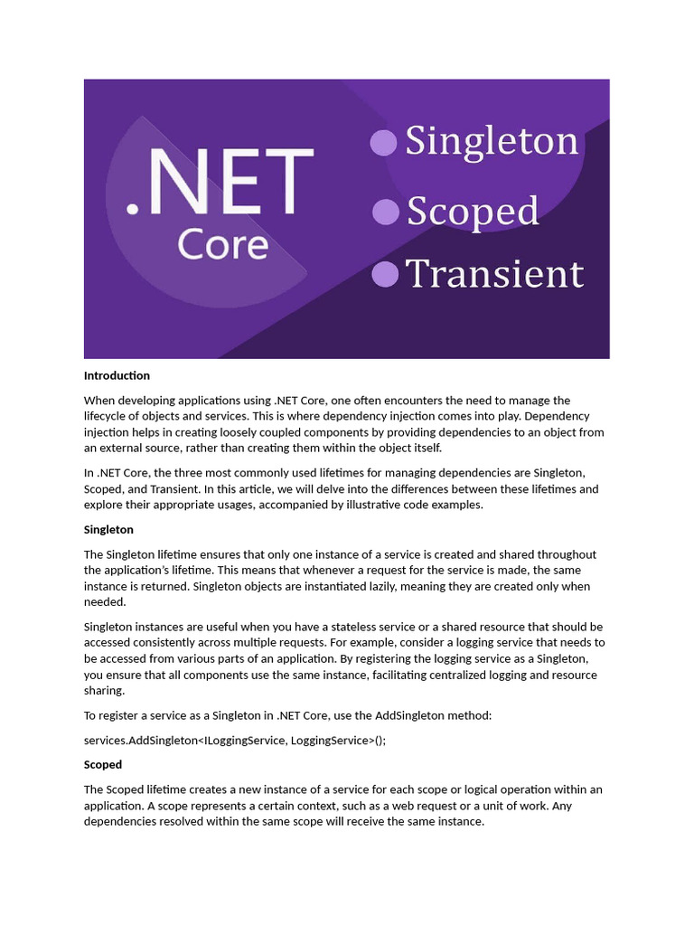 Understanding Dependency Lifetimes in .NET | PDF | Scope (Computer ...