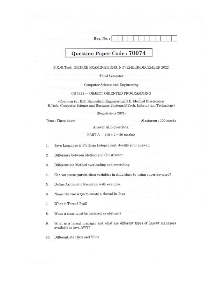 CS3391 - Nov-Dec 2022 | PDF