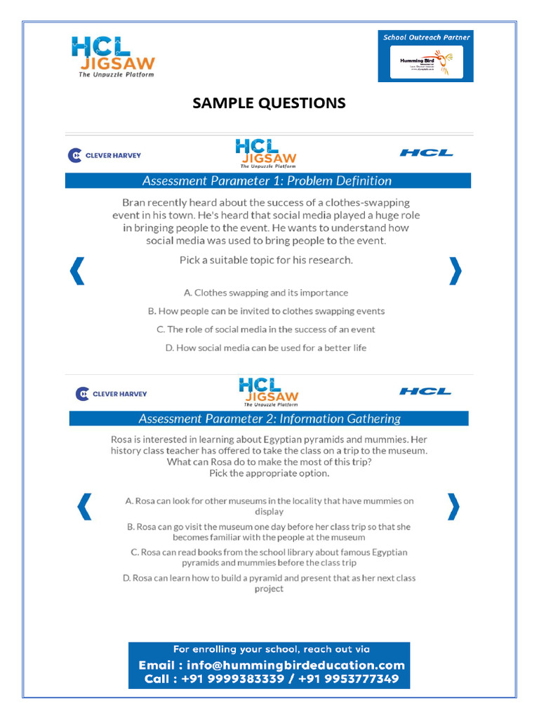 Sample Questions - HCL Jigsaw 6.0 | PDF