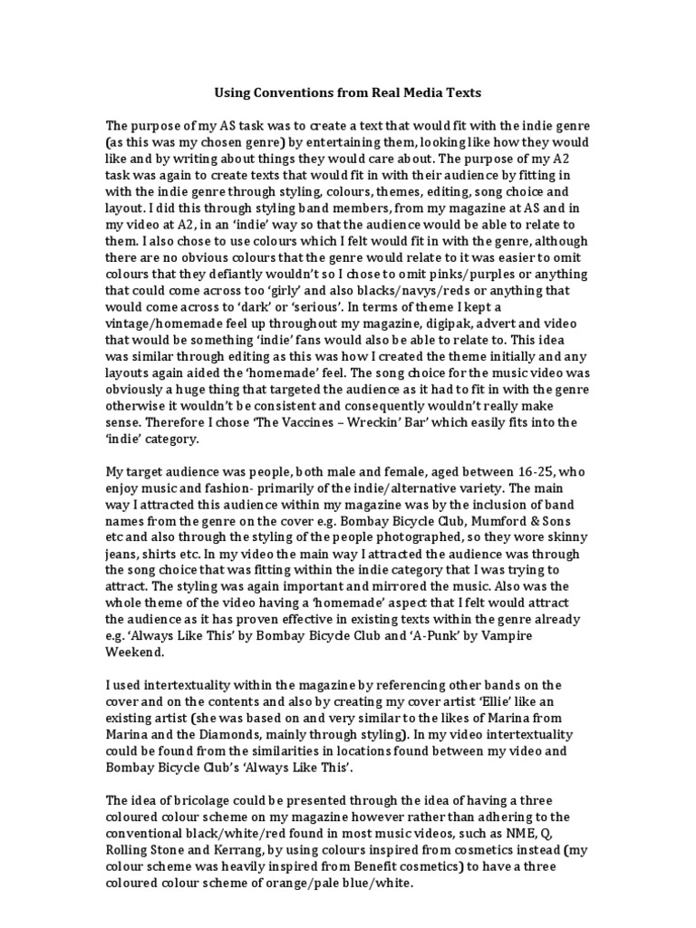 Real Media Texts Powerpoint Writeup | PDF | Genre | Leisure