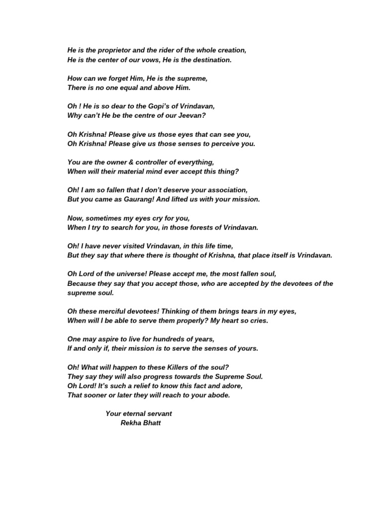 PRAYER - Iso Poem - Rekha M | PDF