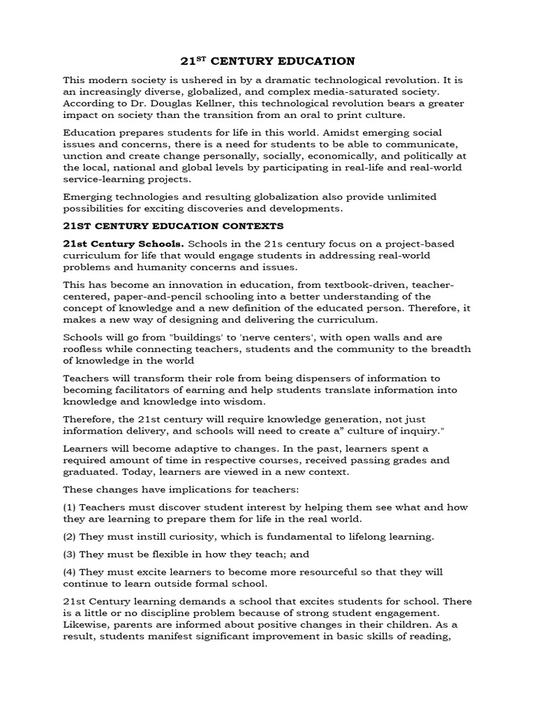 Lesson 2 21st Century Education | PDF | Learning | Teachers