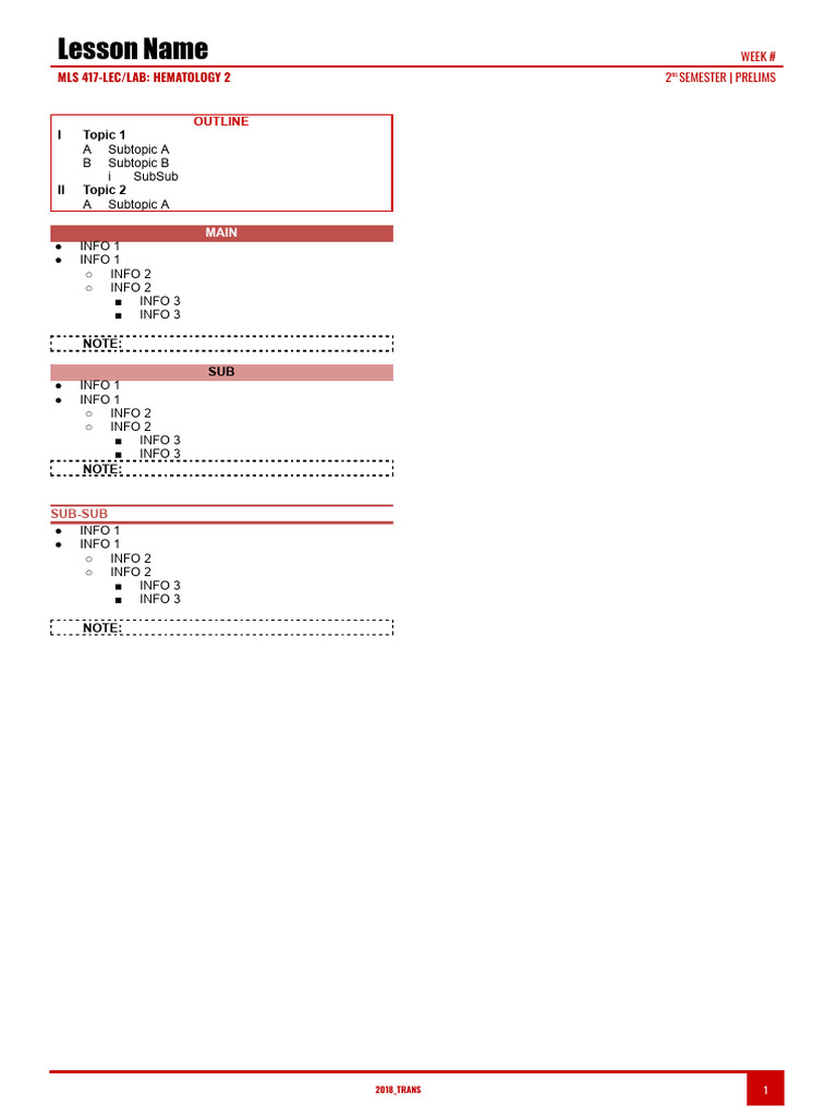 Hema 2 Lab - Lec Template | PDF