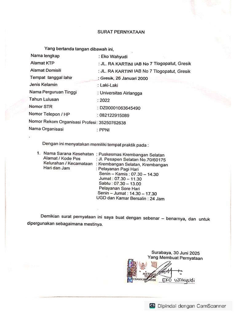 Surat Pernyataan | PDF