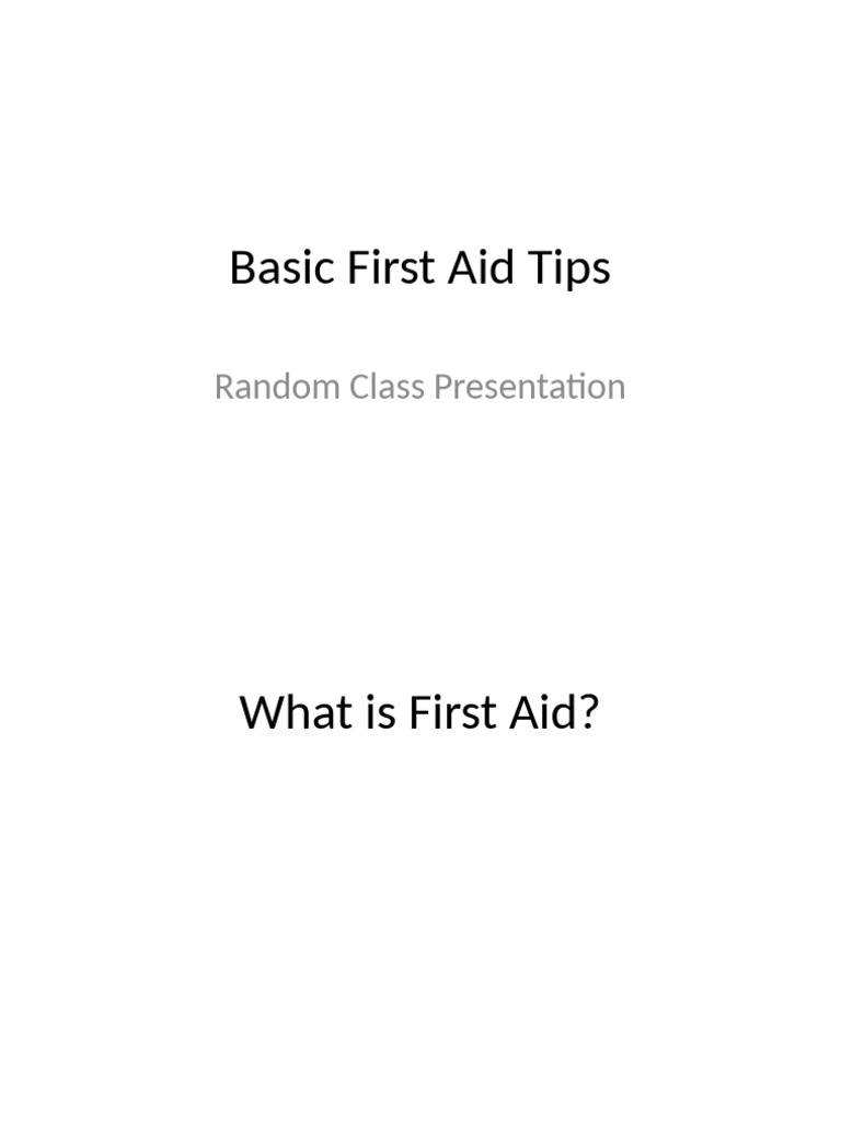 Basic First Aid Tips | PDF