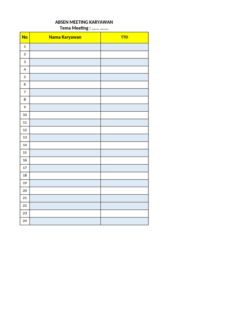Contoh Absen Meeting Karyawan | PDF
