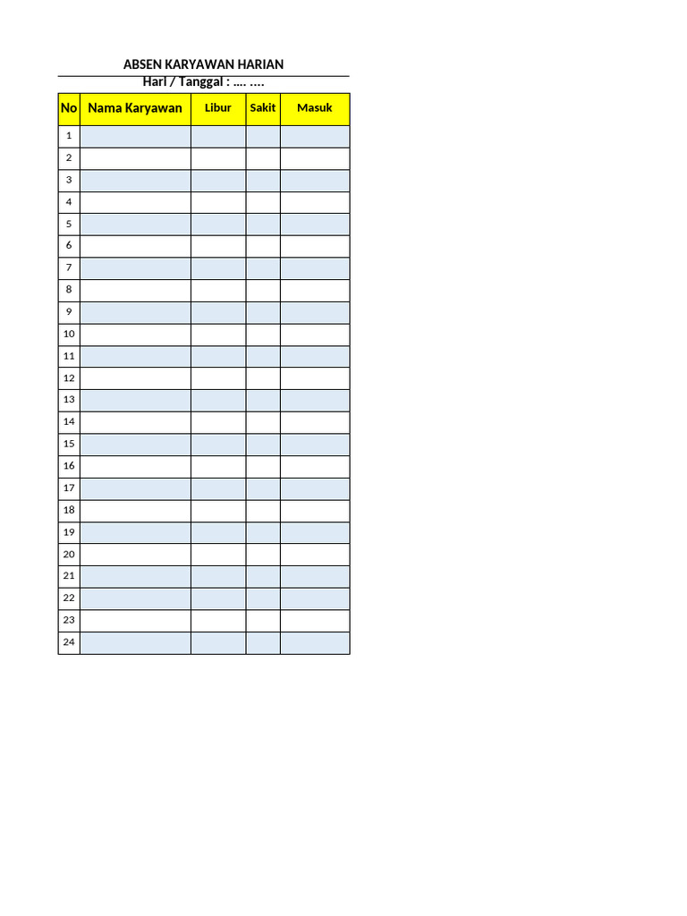 Contoh Absen Harian Karyawan | PDF