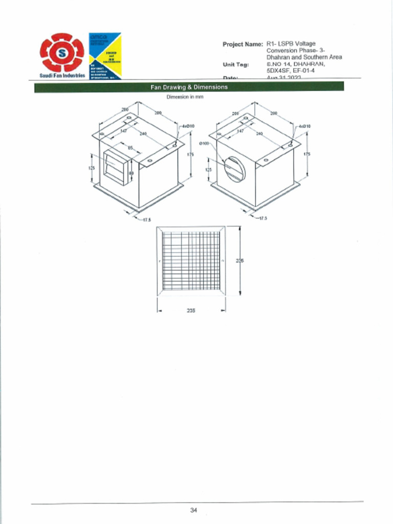 Exhaust Fan Data Sheet | PDF