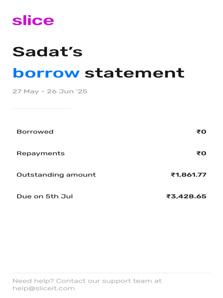 Slice Borrow Statement - Jun 2025 | PDF