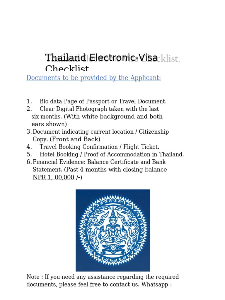 Thailand Electronic Visa Checklist Updated. | PDF