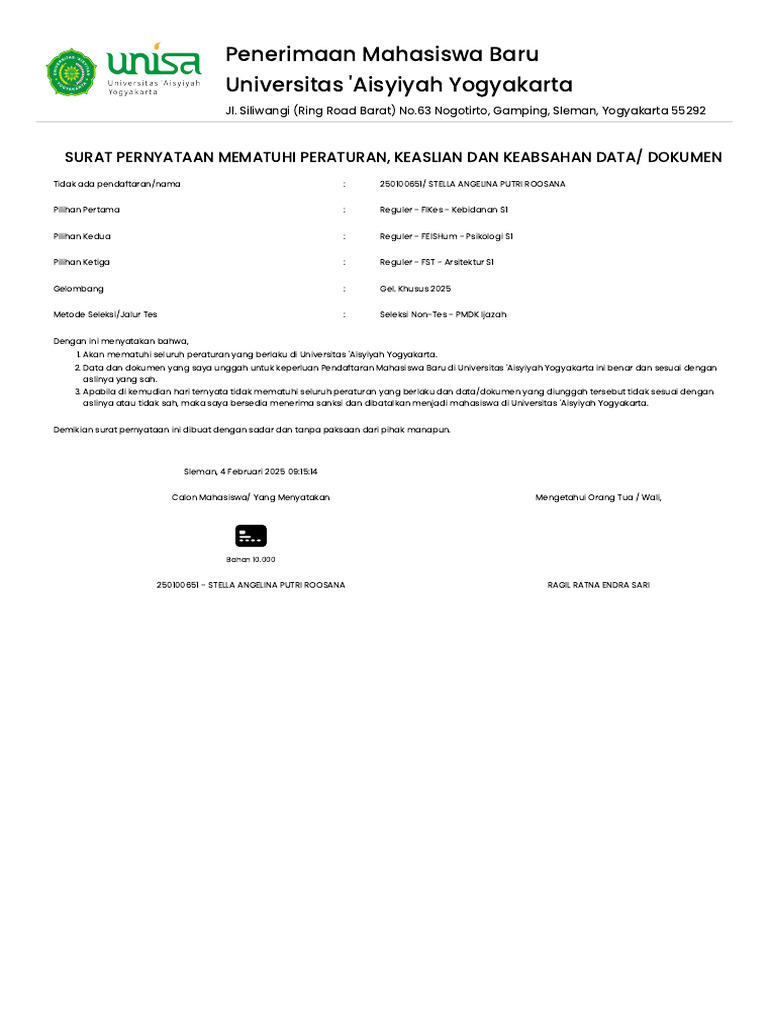 Formulir Kelengkapan Data Diri | PDF