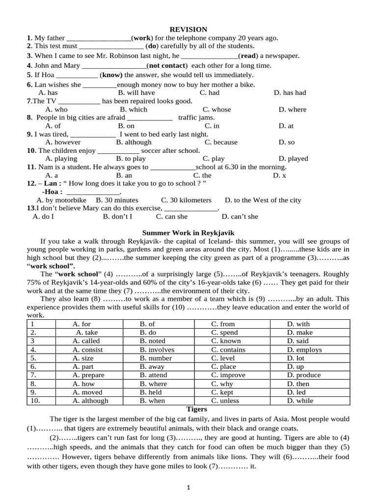 Bài Tập Đọc Hiểu Lớp Ko Chuyên | PDF | Second Language | Spanish Language