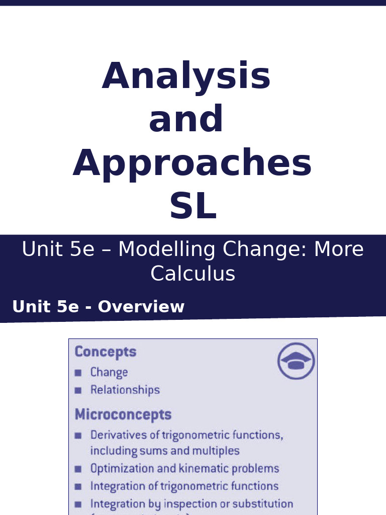 AA SL - Unit 5e - Modelling Change (More Calculus) | PDF | Kinematics | Acceleration
