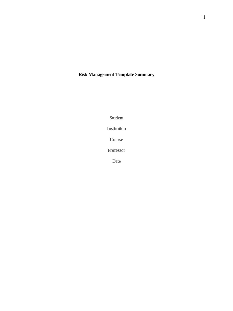 Risk Management Template Summary | PDF | Risk | Risk Management