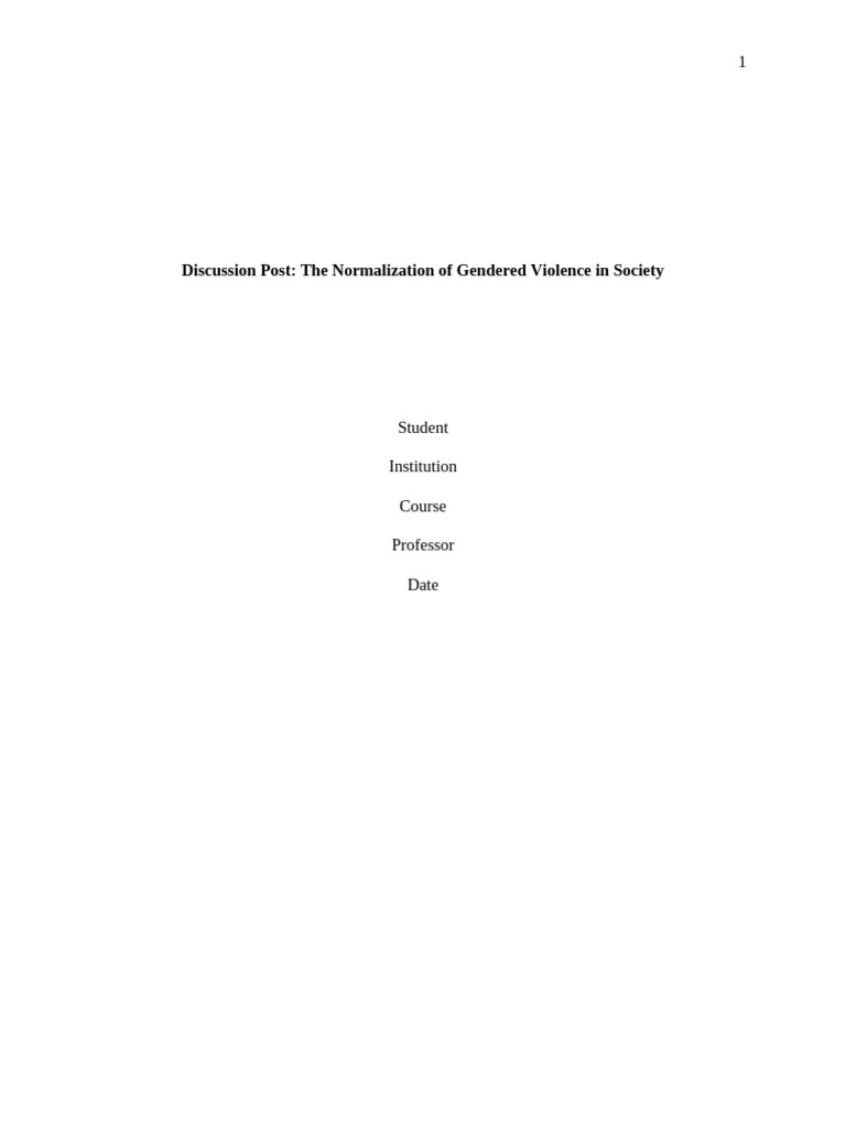 The Normalization of Gendered Violence in Society | PDF | Violence | Crimes