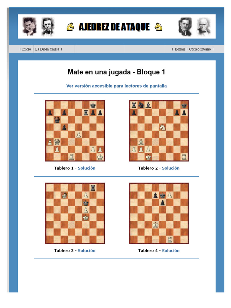 Jaque Mate en Una Jugada - Bloque 1 | PDF
