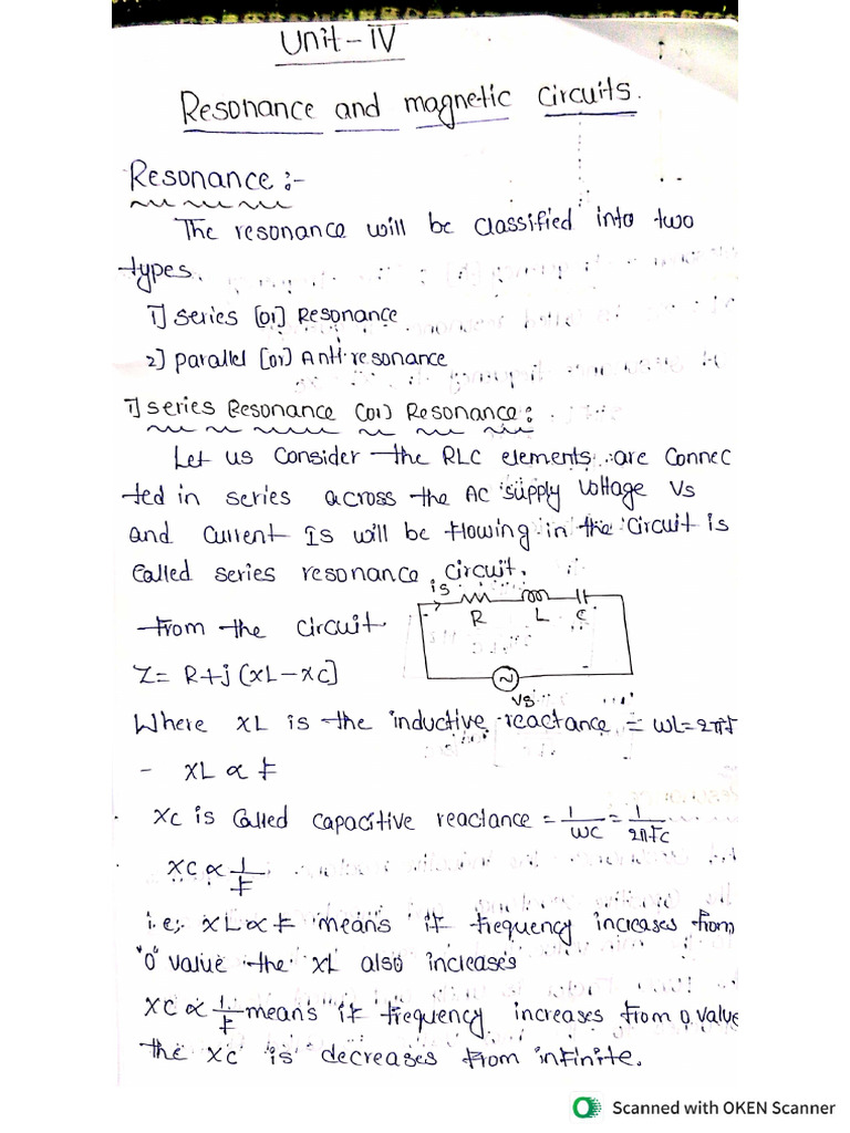 Resonance and Coupled Circuits Notes | PDF