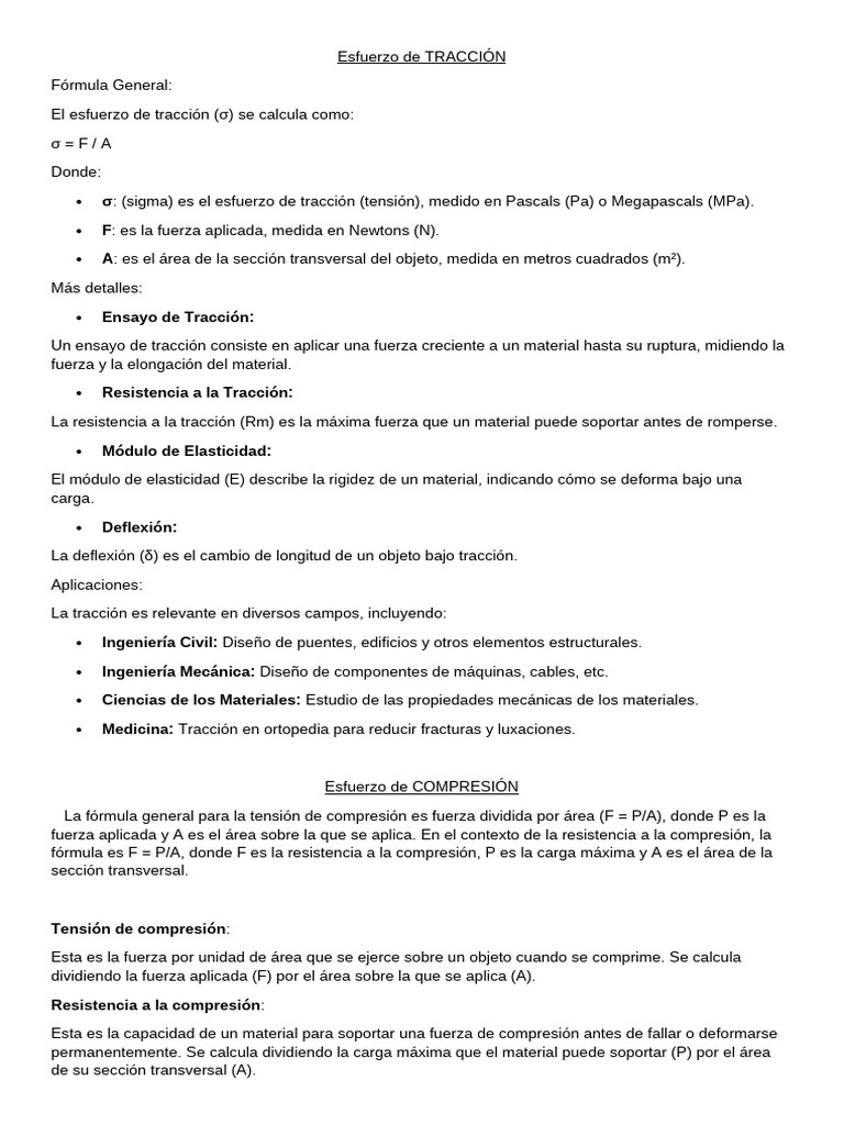 Tema 4c Anexo Tracción Compresión Corte | PDF | Doblar | Estrés (Mecánica)