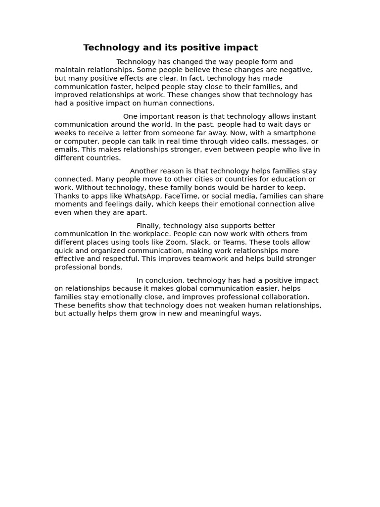 Technology and Its Positive Impact | PDF