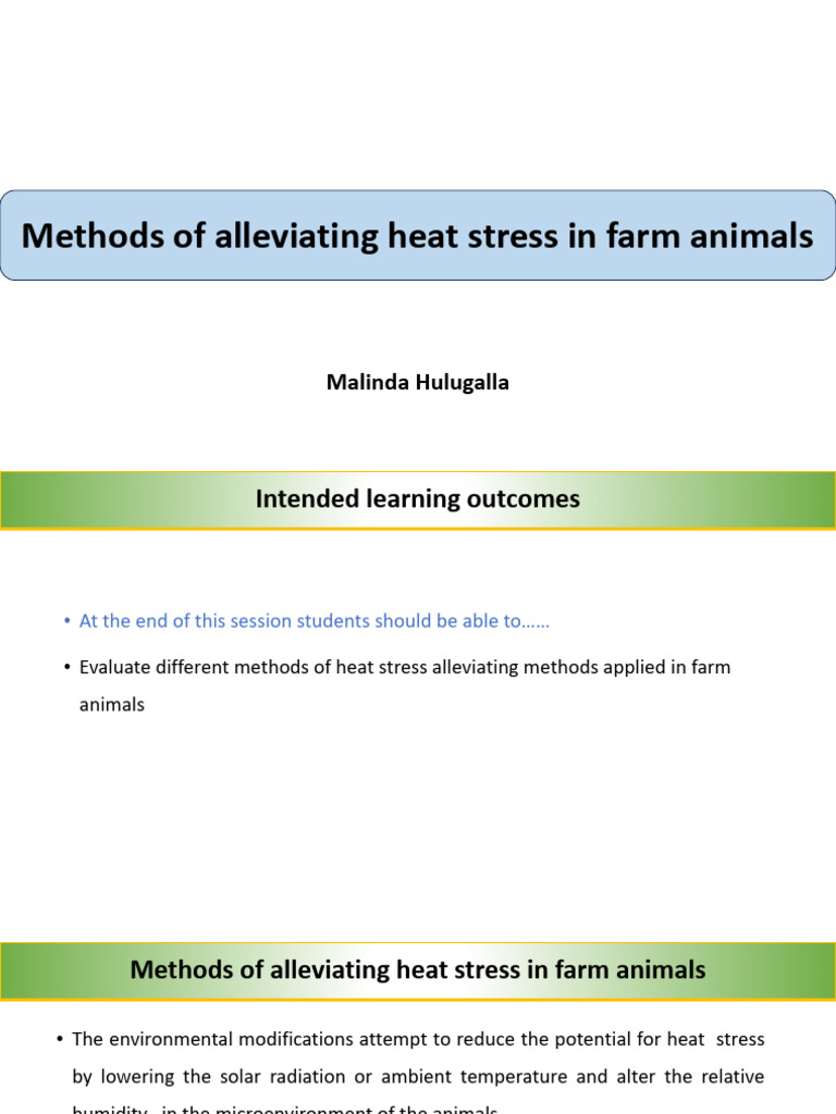 Alleviating Methods of Heat Stress | PDF | Fog | Air Conditioning