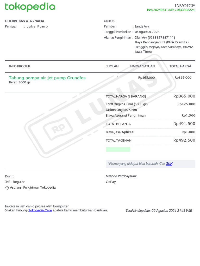 Invoice Jet Pump | PDF
